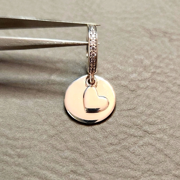 Pandora | Jewelry | Pandora Sterling Silver Disc And Heart Dangle Charm ...